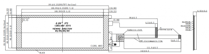 1280x480 Long Strip HD TFT LCD Display 40 Pins 6.86 Inch With MIPI ...